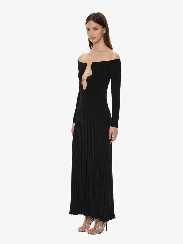 Christopher Esber Salacia Pleated Off Shoulder Dress