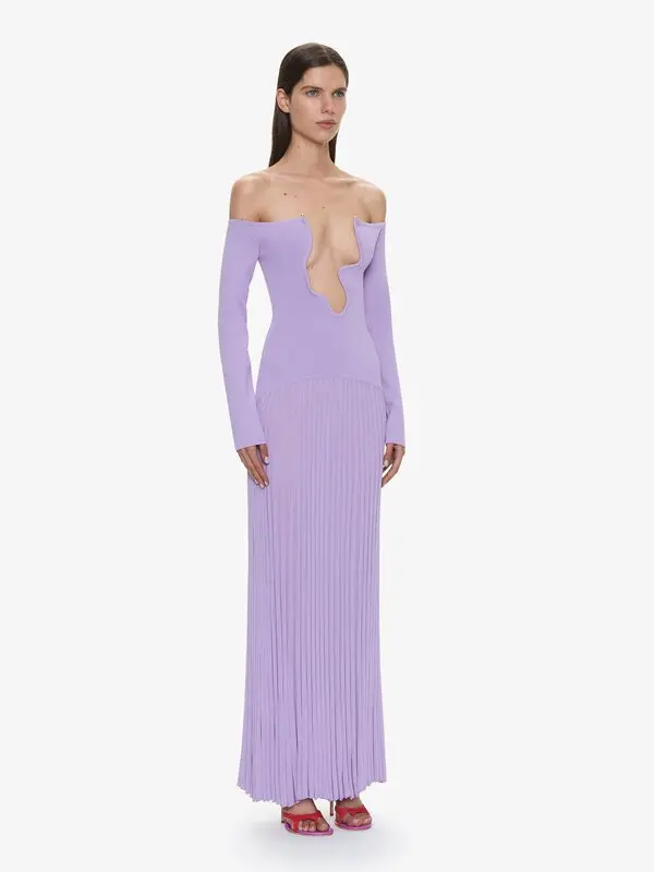 Christopher Esber Salacia Pleated Off Shoulder Dress