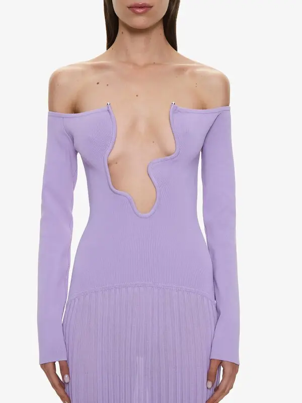Christopher Esber Salacia Pleated Off Shoulder Dress