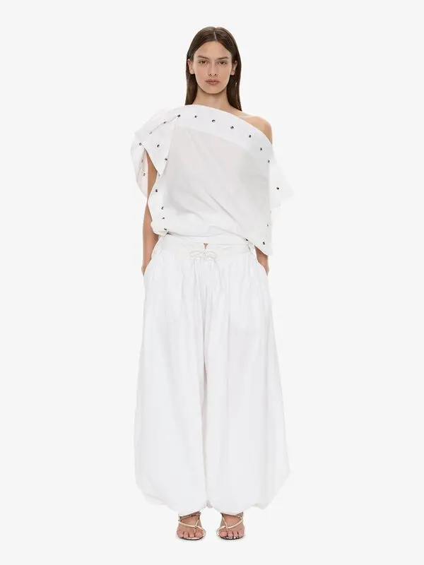 Christopher Esber Spiral Stone Snap Poplin Top - White