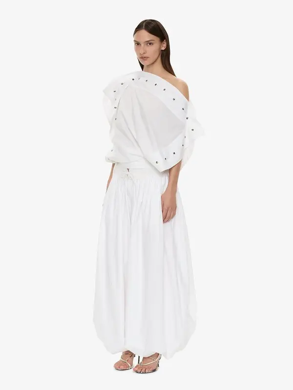 Christopher Esber Spiral Stone Snap Poplin Top - White