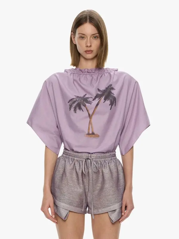 Christopher Esber Mirage Palm Poplin Top - Purple