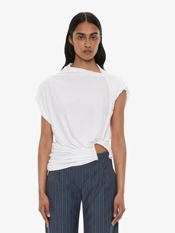 Christopher Esber Jersey Tee With Gathered Detailing And Cut-out - White