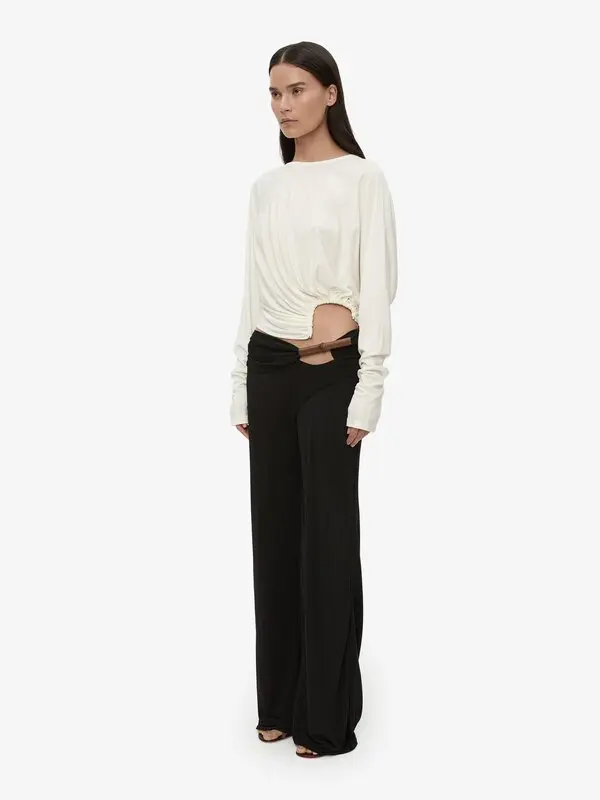 Christopher Esber Long Sleeve Jersey Top With Cut-out Detail - White