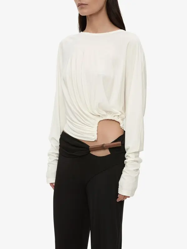 Christopher Esber Long Sleeve Jersey Top With Cut-out Detail - White