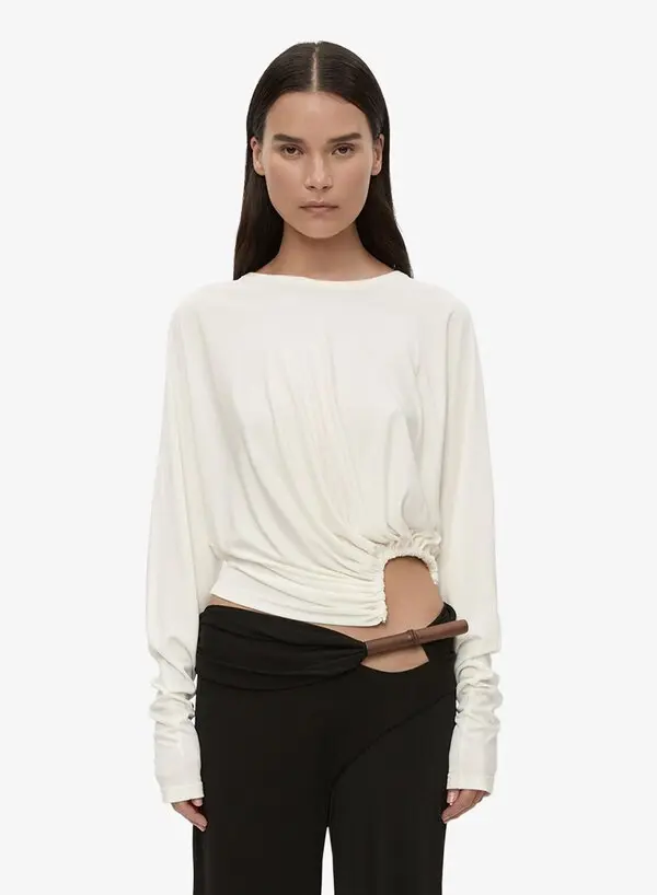 Christopher Esber Long Sleeve Jersey Top With Cut-out Detail - White