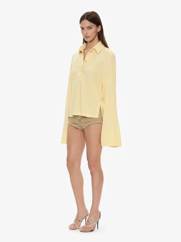 Christopher Esber Deconstructed Denim Long Sleeve Polo - Butter