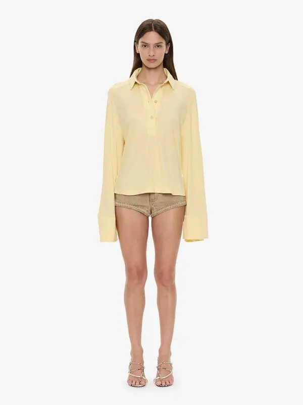 Christopher Esber Deconstructed Denim Long Sleeve Polo - Butter