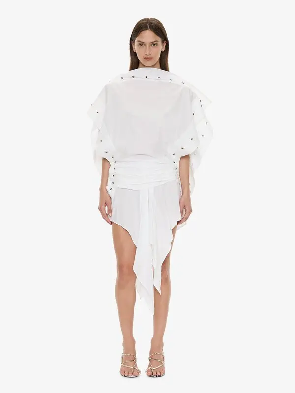 Christopher Esber Cotton Poplin Spiral Stone Snap Dress