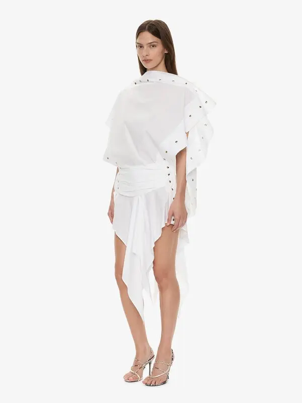 Christopher Esber Cotton Poplin Spiral Stone Snap Dress