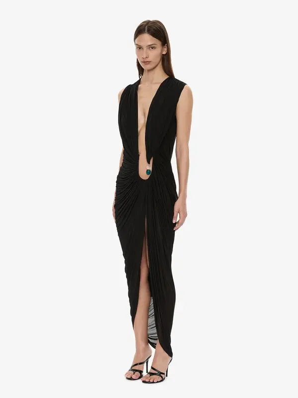 Christopher Esber Ripple Crystal Plunge Maxi Dress