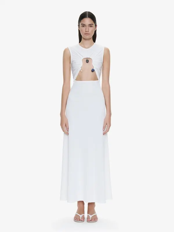 Christopher Esber Hiero Crystal Disconnect Tank Dress - White