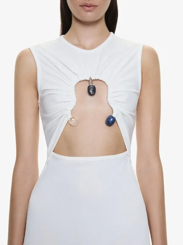 Christopher Esber Hiero Crystal Disconnect Tank Dress - White