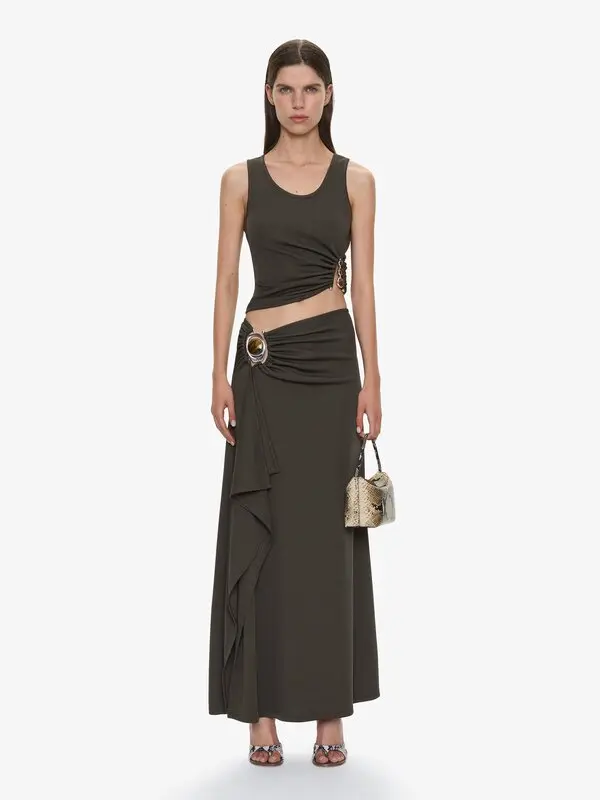 Christopher Esber Occhio Crystal Cascade Maxi Skirt - Brown