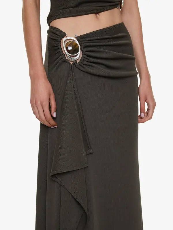 Christopher Esber Occhio Crystal Cascade Maxi Skirt - Brown