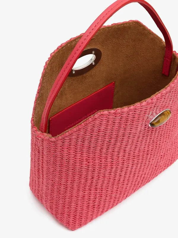 Christopher Esber Turnlock Raffia Mini Bag - Pink