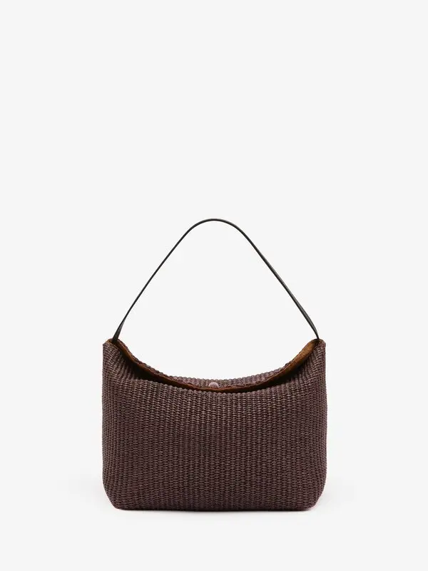 Christopher Esber Turnlock Raffia Shoulder Bag - Milk Chocolate