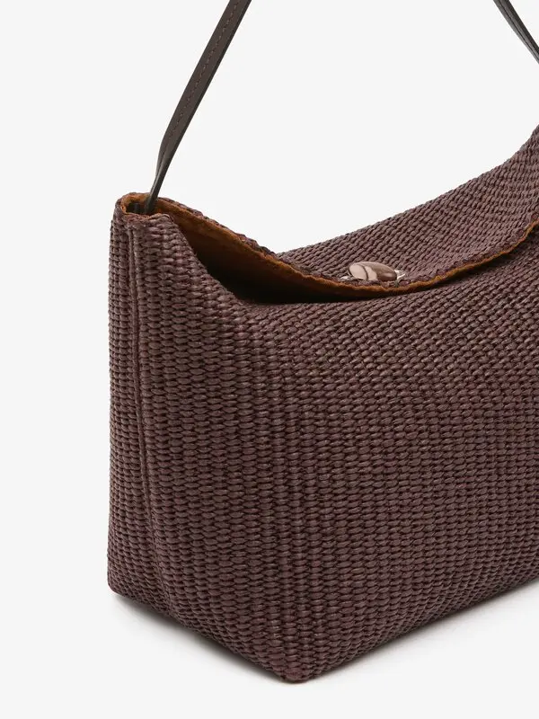 Christopher Esber Turnlock Raffia Shoulder Bag - Milk Chocolate