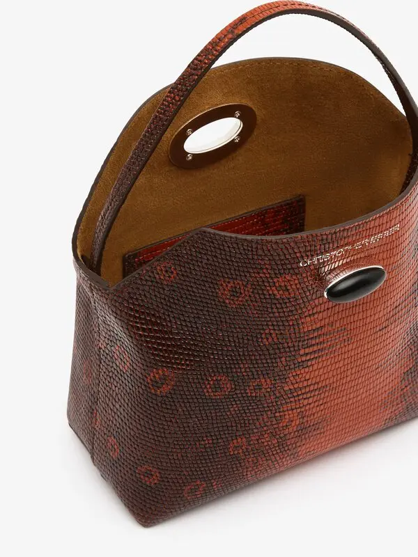Christopher Esber Turnlock Lizard Mini Bag - Lizard Brown