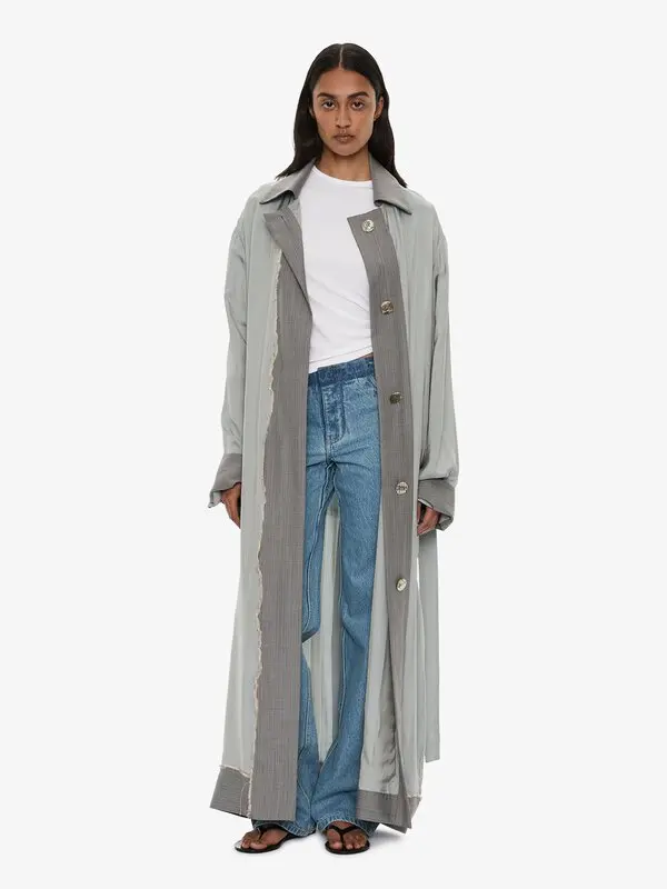 Christopher Esber Retract Tailored Duster Coat In Viscose Herringbone