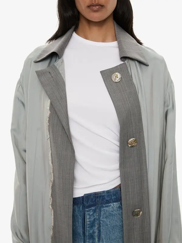 Christopher Esber Retract Tailored Duster Coat In Viscose Herringbone