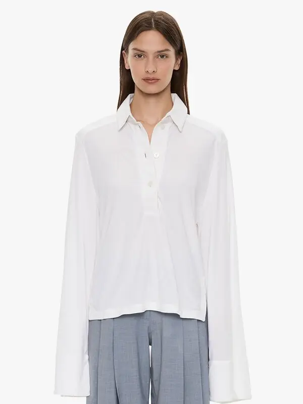 Christopher Esber Deconstructed Long Sleeve Polo - White