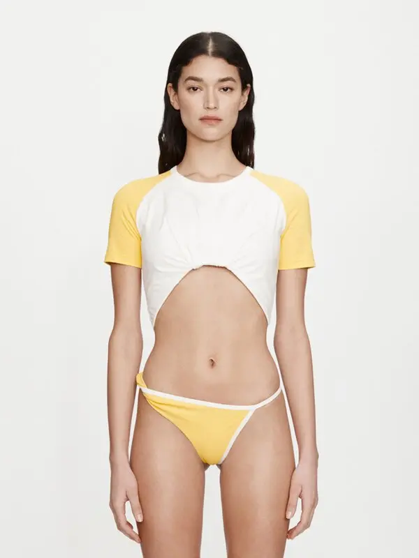 Christopher Esber Tucked Ringer Jersey Cropped Tee - Yellow