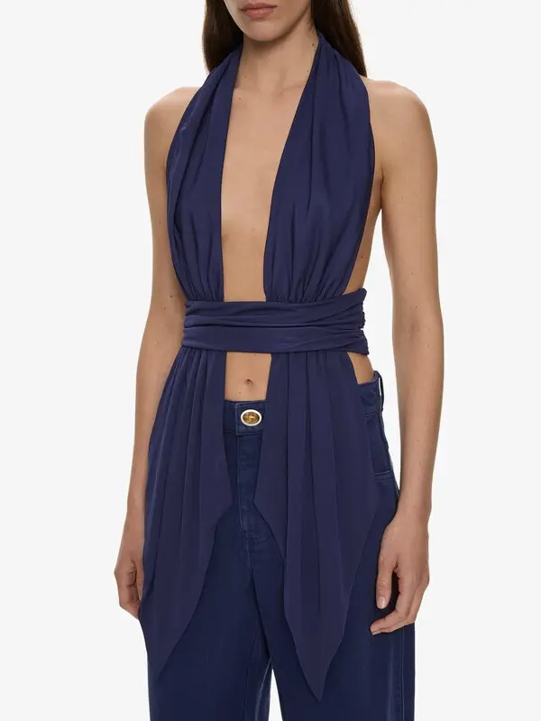 Christopher Esber Scarf Draped Halter Top - Blue