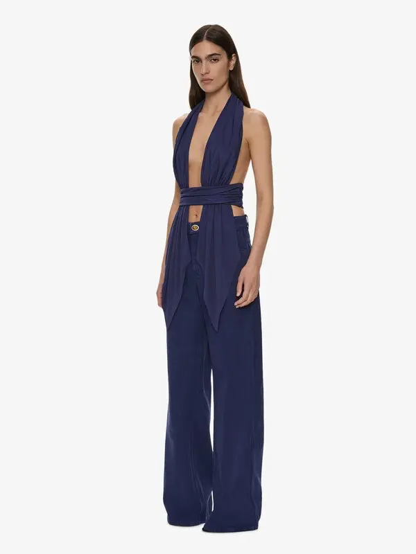 Christopher Esber Scarf Draped Halter Top - Blue