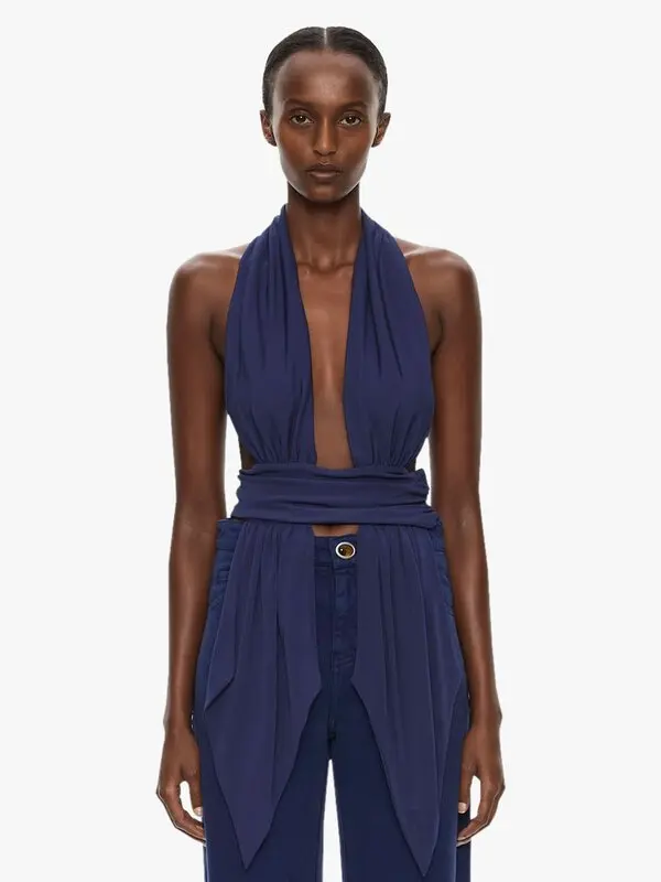 Christopher Esber Scarf Draped Halter Top - Blue