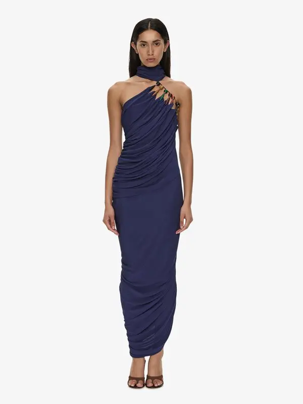 Christopher Esber Tropique Droplet Halter Dress - Blue