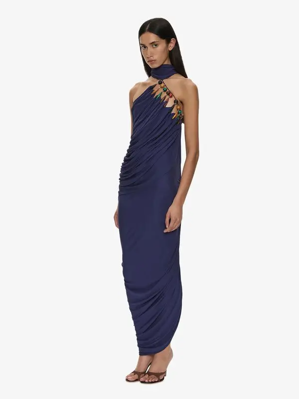 Christopher Esber Tropique Droplet Halter Dress - Blue