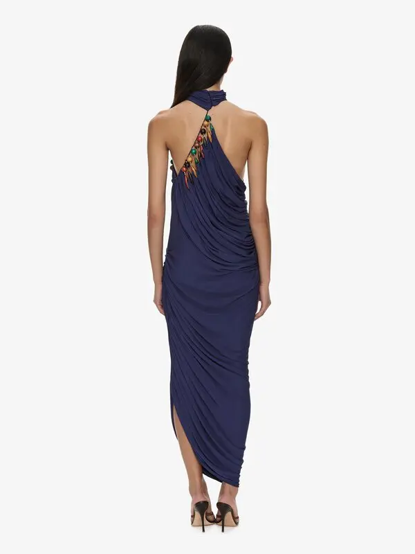 Christopher Esber Tropique Droplet Halter Dress - Blue