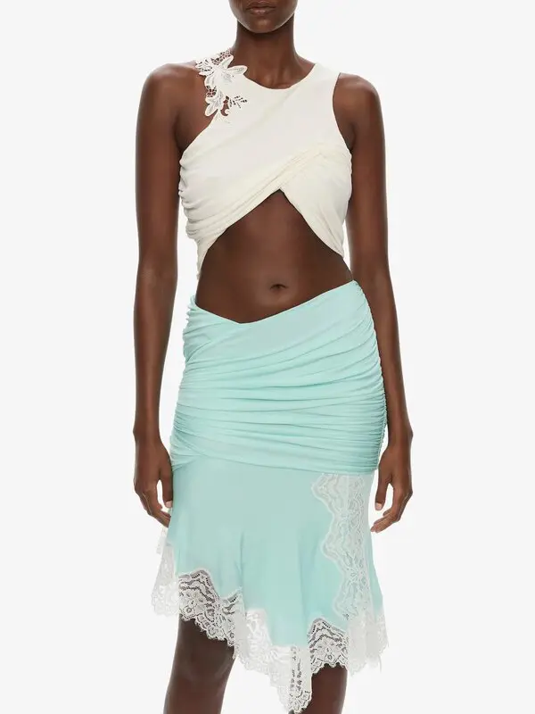 Christopher Esber Hibiscus Embroidered Fold Up Tank - White
