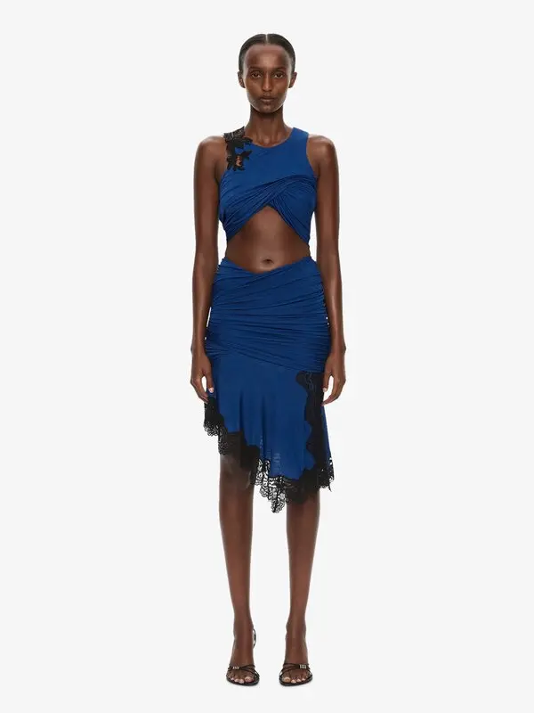 Christopher Esber Hibiscus Embroidered Asymmetrical One-shoulder Cropped Tank - Black