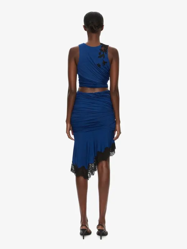 Christopher Esber Hibiscus Embroidered Asymmetrical One-shoulder Cropped Tank - Black