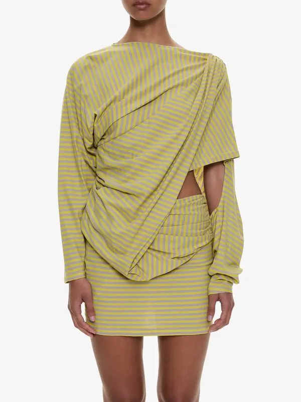 Christopher Esber Aiba Draped Cotton Jersey Long Sleeve Dress