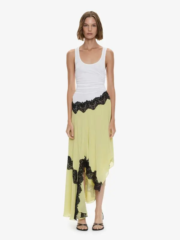 Christopher Esber Cutaway Lace Gathered Tank Dress