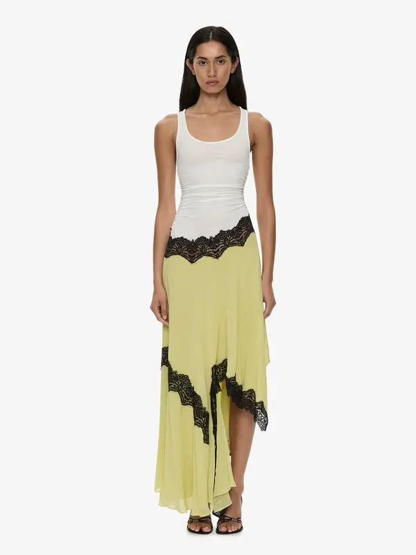 Christopher Esber Cutaway Lace Gathered Tank Dress - Yellow