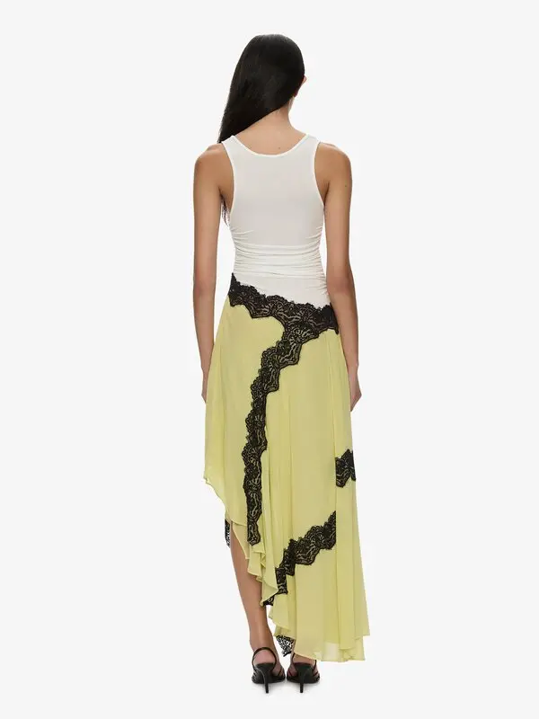 Christopher Esber Cutaway Lace Gathered Tank Dress - Yellow
