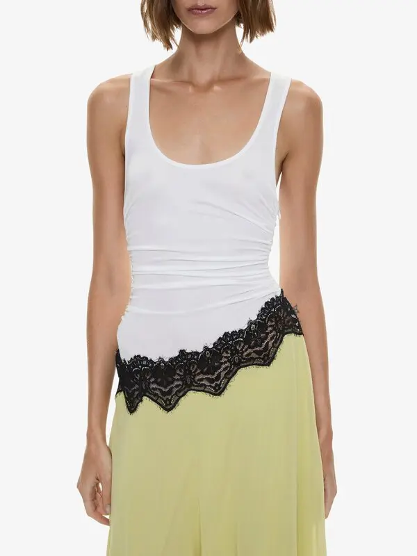 Christopher Esber Cutaway Lace Gathered Tank Dress - Yellow