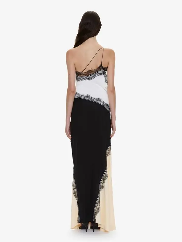 Christopher Esber Keira Split Lace One Shoulder Cutaway Dress
