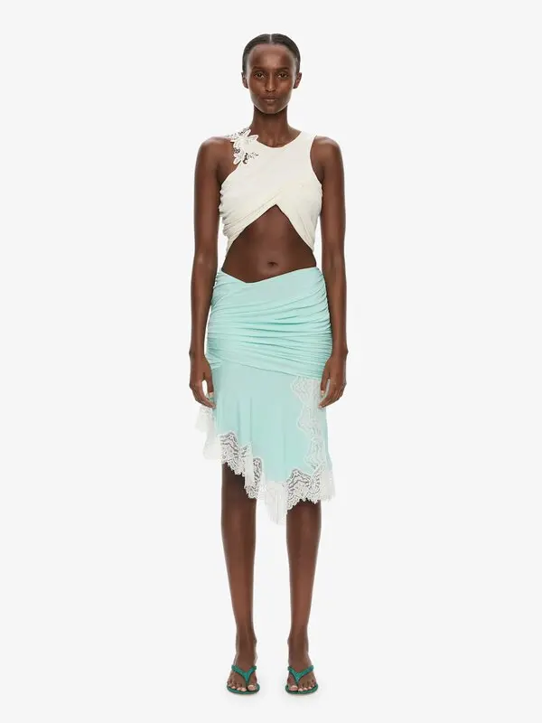 Christopher Esber Incline Gathered Skirt With Lace Trim