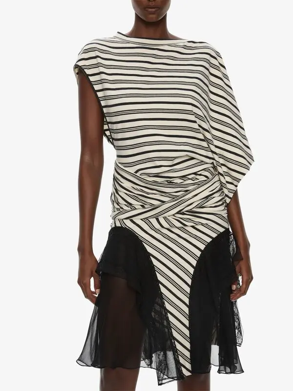 Christopher Esber Striped Jersey Panelled Tee Dress