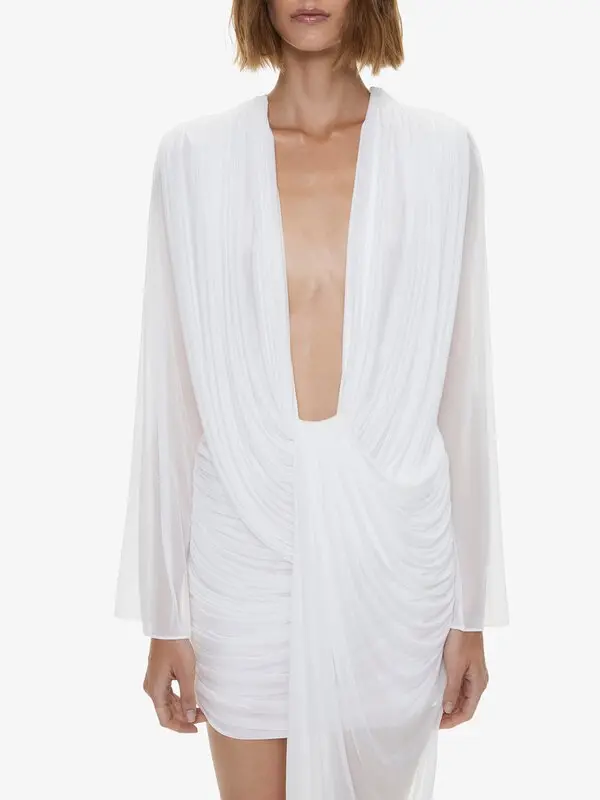 Christopher Esber Ripple Drape Long Sleeve Mini Dress