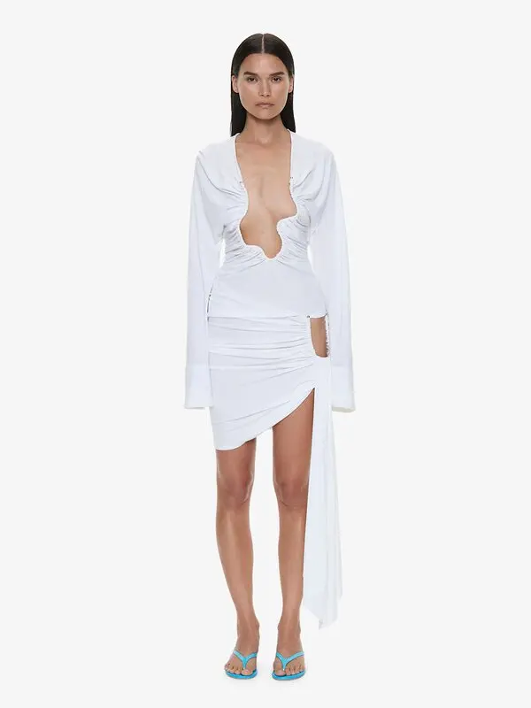 Christopher Esber Salacia Ruched Long Sleeve Top - White