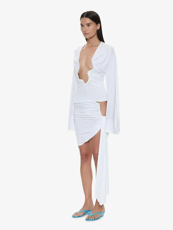 Christopher Esber Salacia Ruched Long Sleeve Top - White