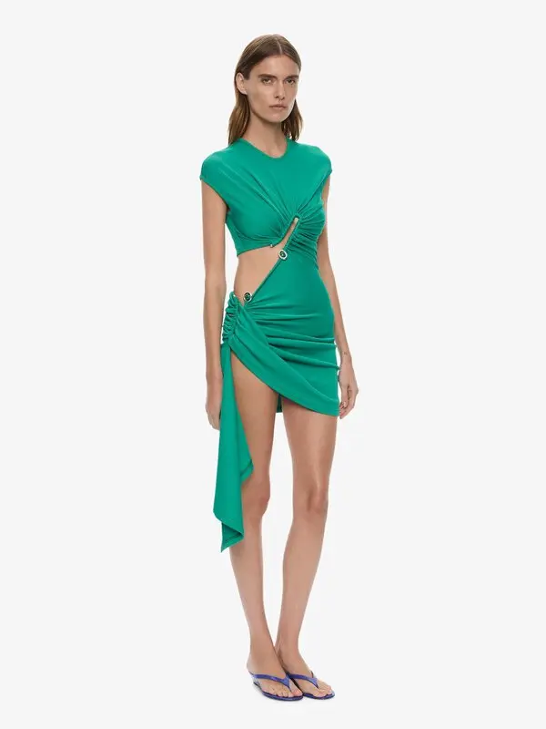 Christopher Esber Droplet Crystal Clasp Draped Tank Dress