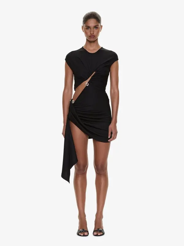 Christopher Esber Droplet Crystal Clasp Draped Tank Dress
