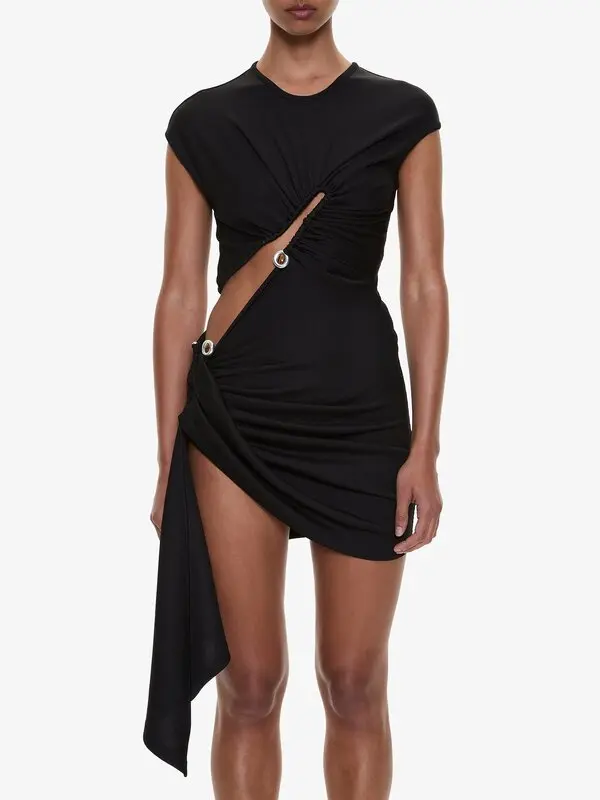 Christopher Esber Droplet Crystal Clasp Draped Tank Dress